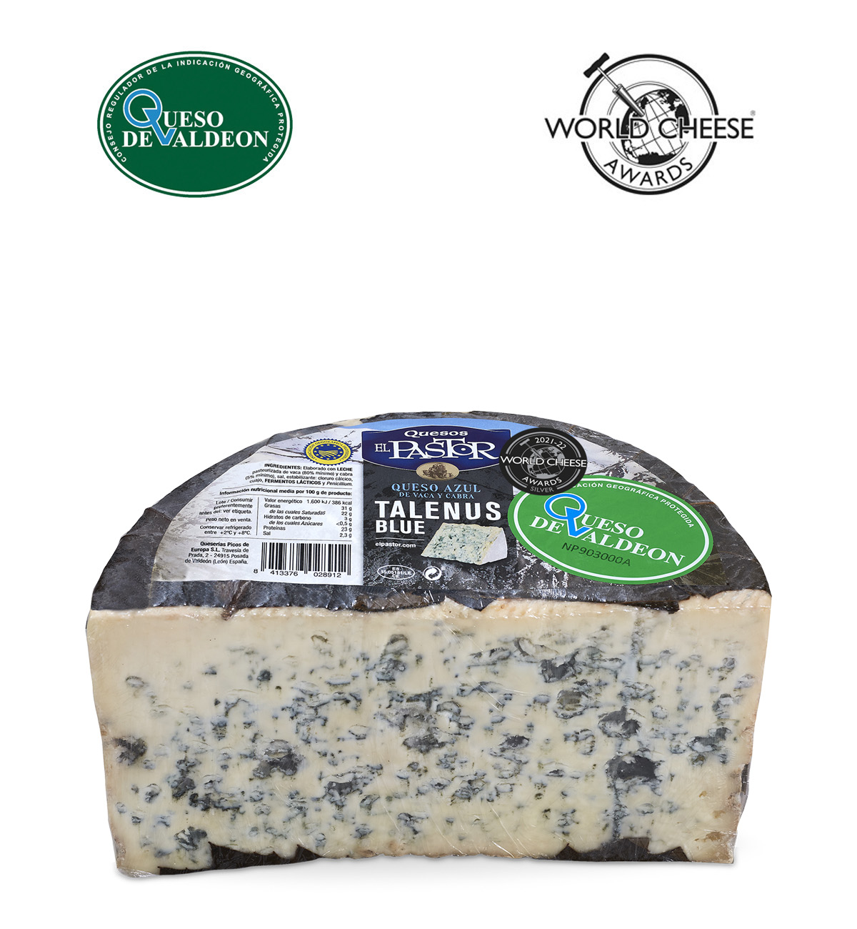 QUESO AZUL TALENUS BLUE IGP VALDEÓN CON HOJAS PIEZA 1,5 KG - Quesos El ...