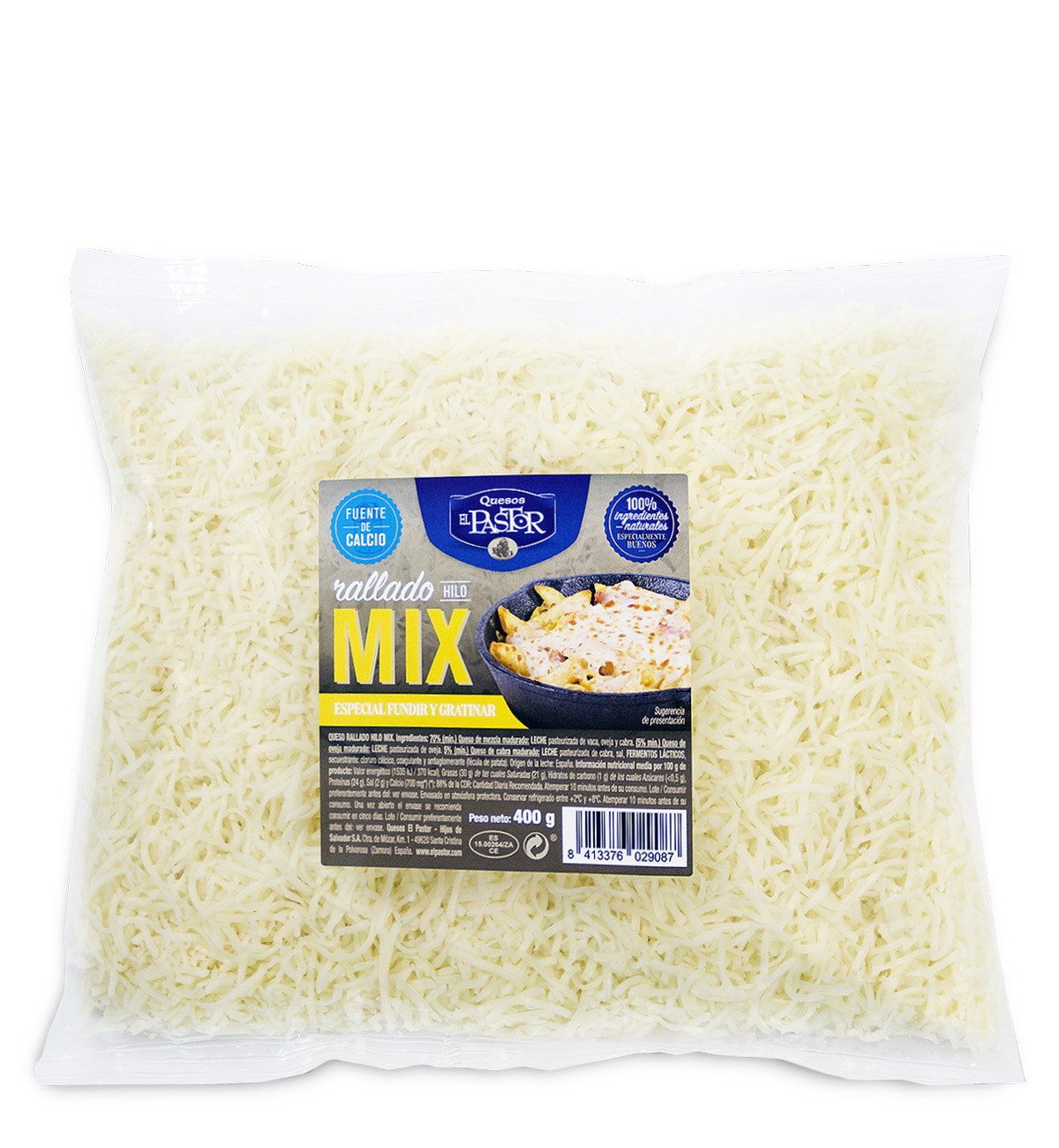 QUESO MEZCLA RALLADO MIX EL PASTOR BOLSA 400 GR - Quesos El Pastor